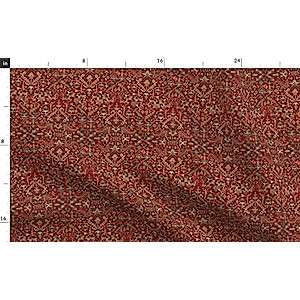 Spoonflower Square Throw Pillow, 18", Linen Cotton Canvas - Red Persian Black Oriental Library Traditional Print Throw Pillow Cover w/Insert