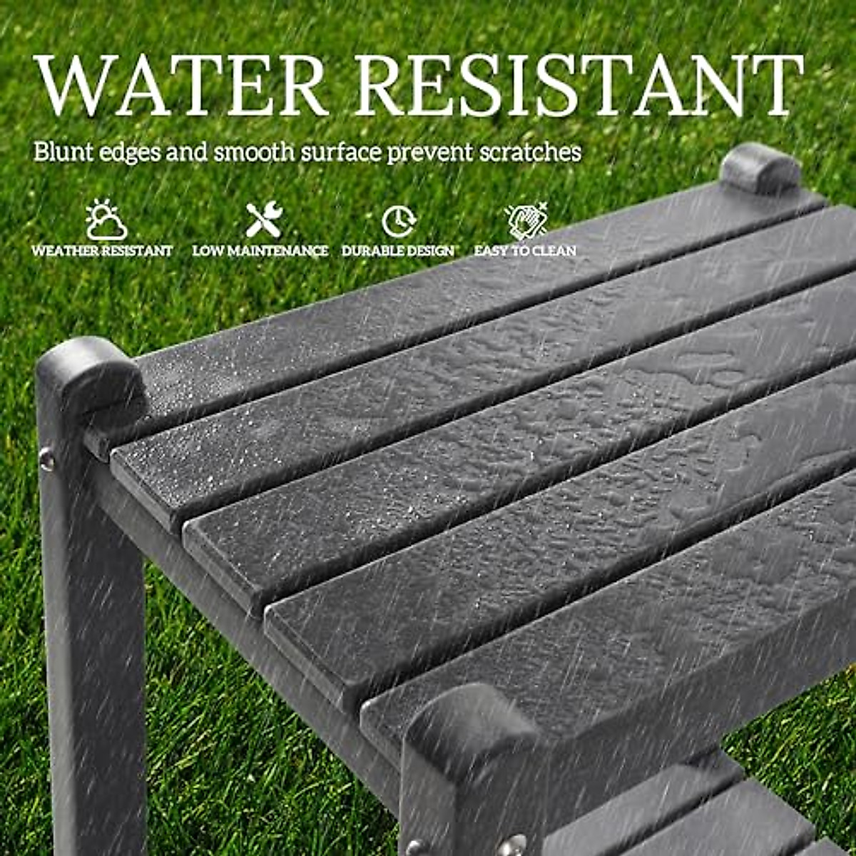 WestinTrends Malibu 36" Outdoor Adirondack HDPE 2-Tier Patio Side Table, Teak