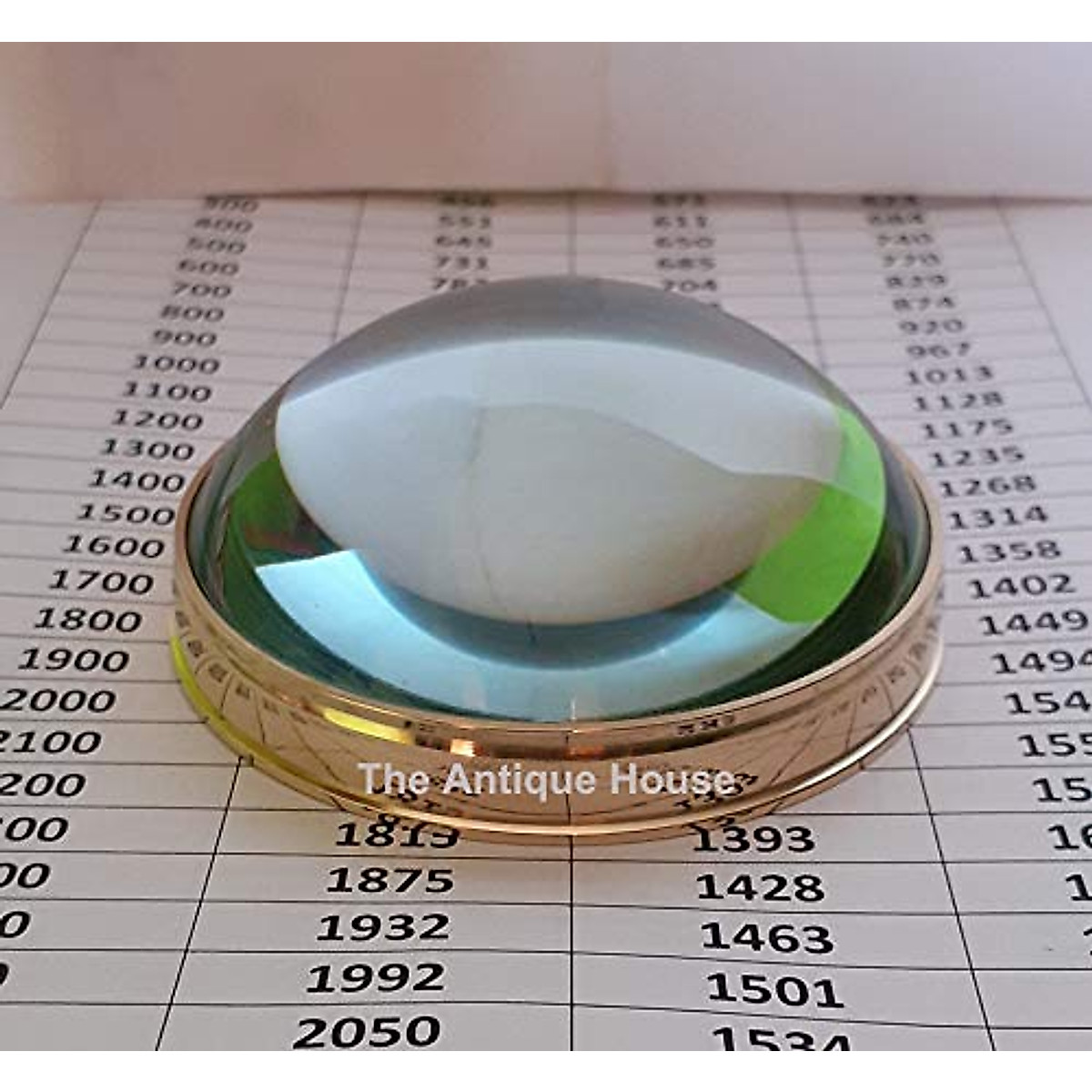 Vintage Solid Brass Desk Magnifying Glass Chart Paper Reader Weight Magnifier
