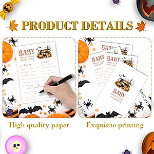 TIOFUNO Halloween Baby Shower Games, Baby Predictions and Advice Cards, 5x7 in, Halloween Baby Shower Party Favor Decorations Supplies - A01