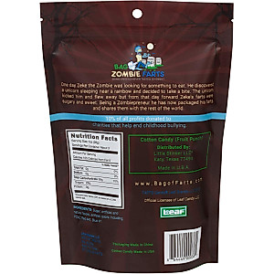 Bag Of Zombie Farts Cotton Candy Funny Novelty Gift for Unique Birthday Gag Gift for Friends, Mom, Dad, Girl, Boy Grandson Funny Christmas Stocking Stuffer, 3 ounces / 1 pack