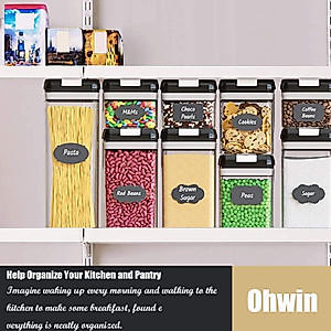 Zymise AMAHLE Ohwin 7 Pcs Airtight Food Storage Container Set - Kitchen & Pantry Organization Containers - Labels & Chalk Marker - BPA Free Clear Plastic Kitchen and Pantry Organization Containers