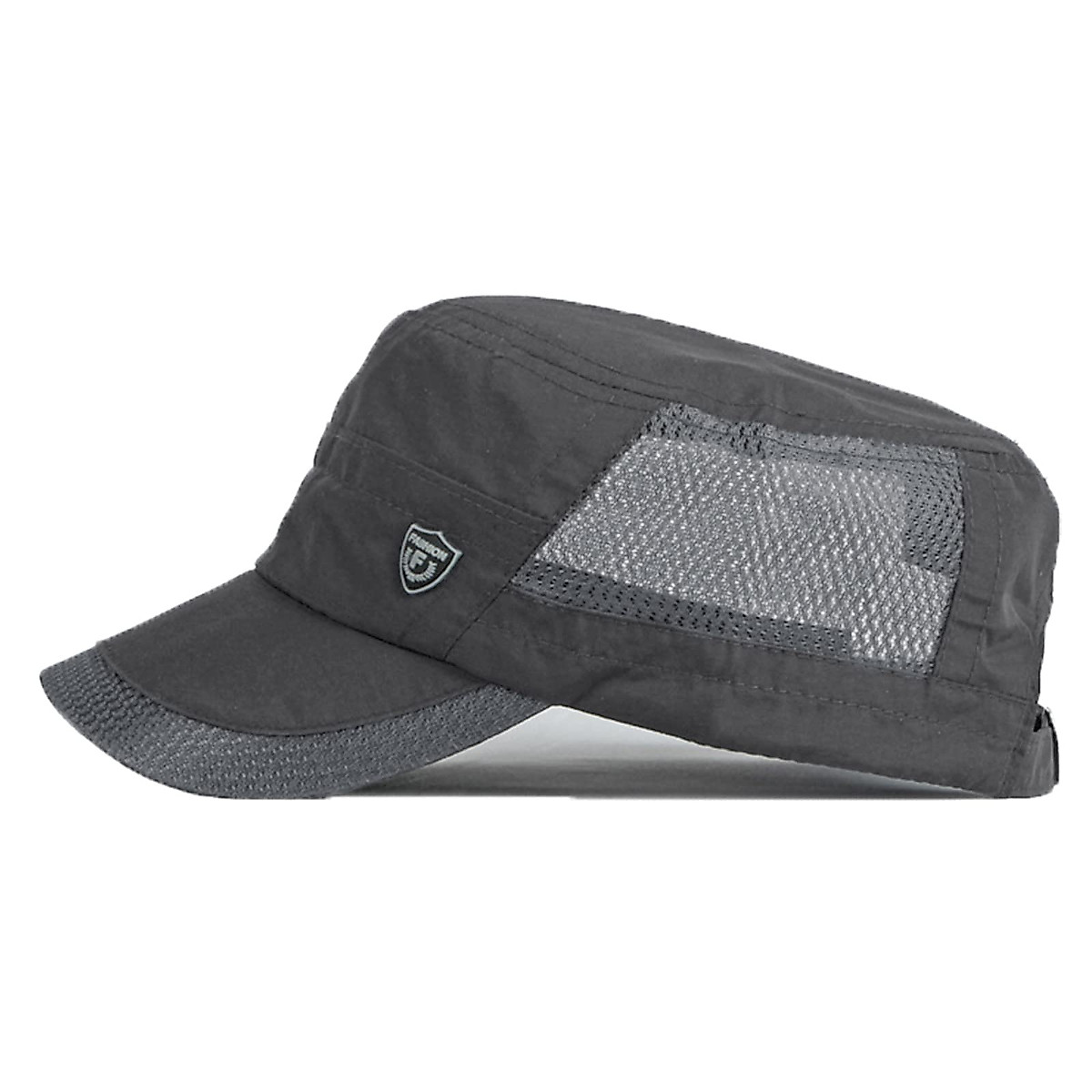 FASHIXD Mesh Military Cap Summer Army Hats for Men Quick Qry Short Bill Hat Cadet Cap (Dark Grey)