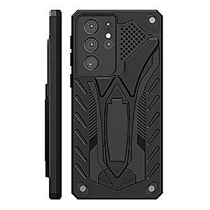Kitoo Designed for Samsung Galaxy S21 Ultra Case with Kickstand 5G, Military Grade 12ft. Drop Tested - Black