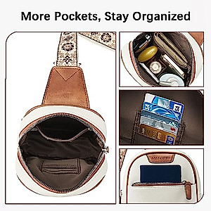 BOSTANTEN Small Sling Bag for Women Crossbody Purse, Leather Crossbody Bags Fanny Pack for Travel, Beige