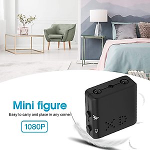 Salaty Motion Detection Camera, Plug and Play Motion Detection Recording 1080P Mini Security Camera, 3x2.8x1.1cm for Office Home