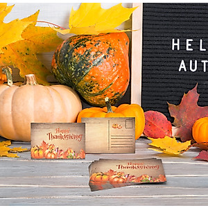 Gift Boutique 120 Pcs Happy Thanksgiving Postcards Fall Greeting Cards 4" x 6" Holiday Pumpkins Maple Leaves Design Harvest Blank Note Post Card