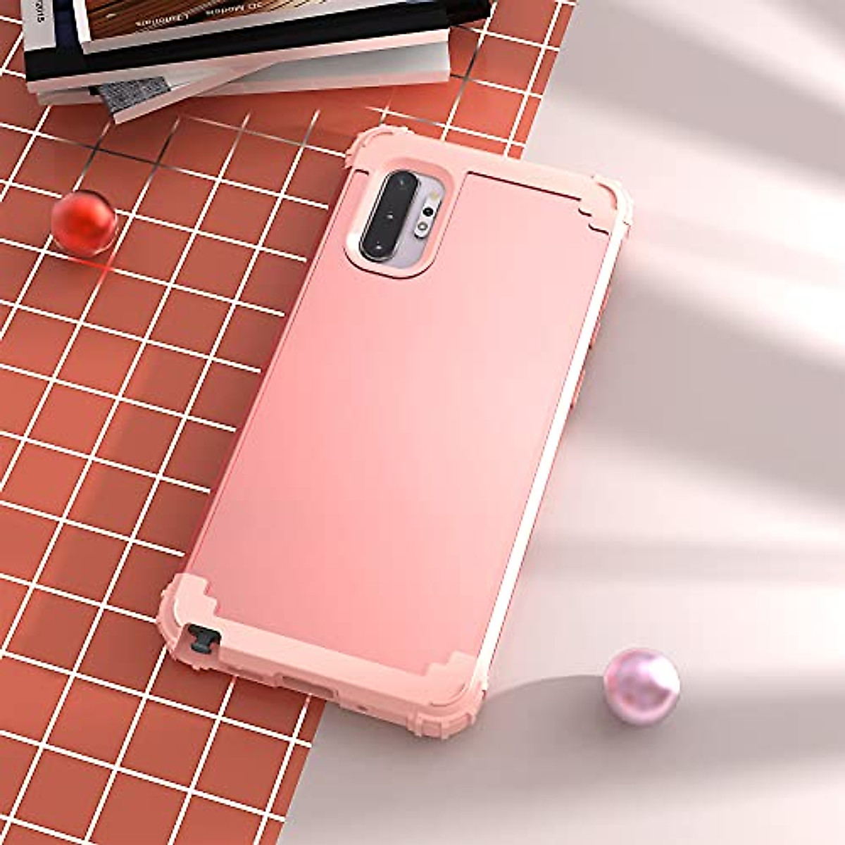 IDweel Galaxy Note 10 Plus Case, Note 10 Plus Case Rose Gold for Women, 3 in 1 Shockproof Slim Hybrid Heavy Duty Protection Hard PC Cover Soft Silicone Rugged Bumper Full Body Cover, Rose Gold