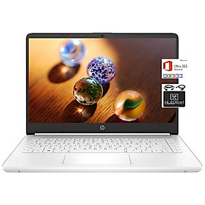 HP 2023 Newest 14 inch HD Laptop Computer, Intel Celeron N4000 up to 2.6 GHz, 4GB DDR4, 64GB eMMC Storage, WiFi, Webcam, HDMI, Bluetooth, 1 Year Microsoft 365,Windows 11S, White +HubxcelCables