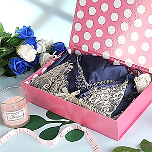 GREEN BEAN Gift Box 11x7.8x2.3 Inches, Pink Gift Box with Lid, Shirt Gift Box, Magnetic Gift Box for Gift Packaging (Glossy Metallic Pink, Polka Dot Design Inside)