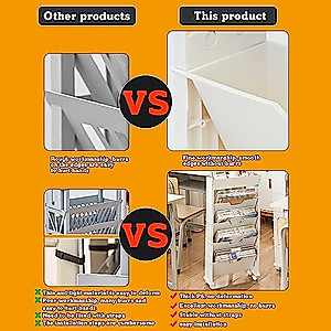 GAGALU 6 Tier Mobile Bookshelf, Moveable Bookshelf Organizer with 360° Universal Wheel Movable Bookshelf Multilayer Capacity for Home, 6 Tier Floor Standing Bookcase Storage Organizer Rack,White