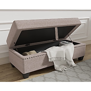 Ucloveria 81" Reversible Couch with Storage Chaise L-Shaped Apartment, Sectional Ottoman,Nailhead Textured Linen Fabric 3 Pieces Sofa Set,Warm Grey