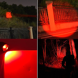 AuKvi 2 Pcs Powerful Red LED Flashlight Single Mode Long Range Red Hunting Light Torch Zoombale, Waterproof Red Torch Best for Astronomy, Aviation, Night Observation,etc