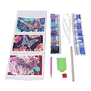 Serlium 3 Compartments DIY 5D Diamond Painting Storage Bag Kits Wall Hanging Storage Pocket Large Capacity Storage Foldable for Bedroom Bathroom