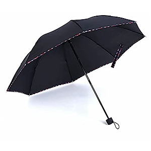 Travel umbrella, weatherproof folding umbrella, windproof tri-fold compact lightweight sun umbrella, men and women business umbrella, sun protection and UV protection portable backpack eight-bone umbrella (A-black)