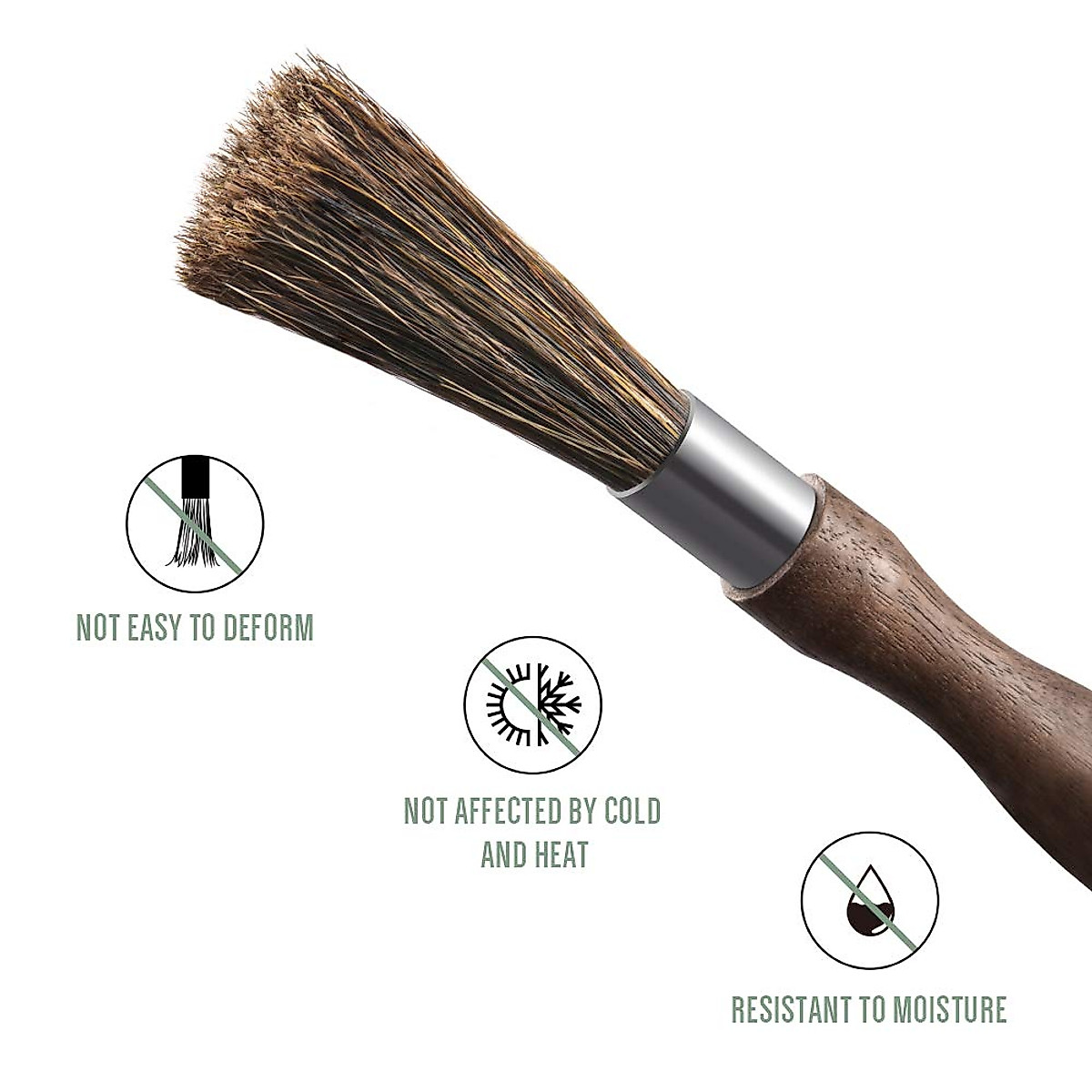 Soulhand Professional Coffee Brush, Natural Bristle Coffee Grinder Brush, Walnut Handle Espresso Brush with Lanyard for Barista, Coffee Cleaning Tool for Home Kitchen