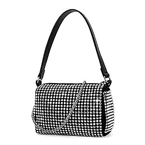 TANOSII Rhinestones Evening Bag Crystals Clutch Women's Handbag Bling Bling Purse Party Crossbody Bag White