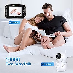 HelloBaby Monitor with Camera and Audio, IPS Screen LCD Display Video Baby Monitor No WiFi Infrared Night Vision, Temprature, Lullaby, Two Way Audio and VOX Mode (HB66)
