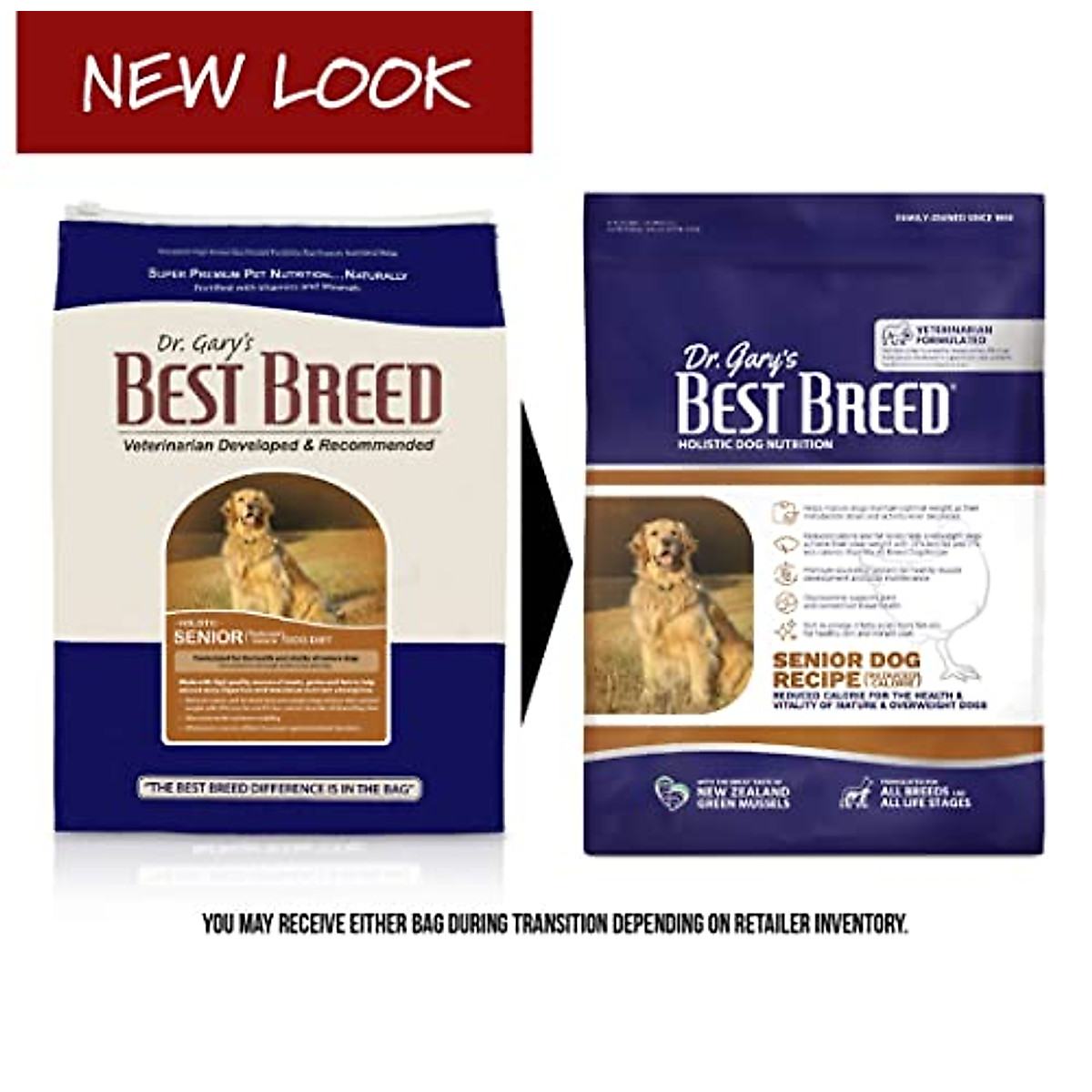 Best Breed Dr. Gary's Senior Dog Diet (Reduced Calorie) Made in USA [Natural Dry Dog Food] - 28lbs, Dark Brown, Medium