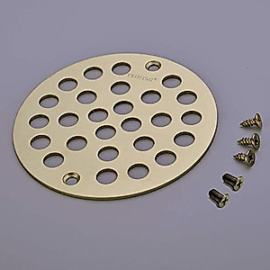 TRUSTMI 4 Inch Screw-in Shower Drain Cover Replacement Floor Strainer,Brushed Gold