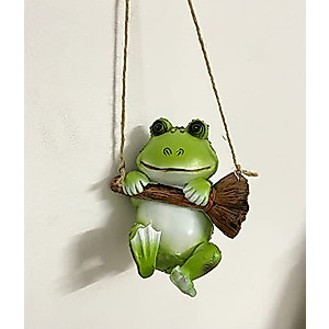 SHUT Frog Garden Statues Outdoor Decor Outside Swing Frog Figurines for for Patio Yard Lawn Porch Ornament Gift