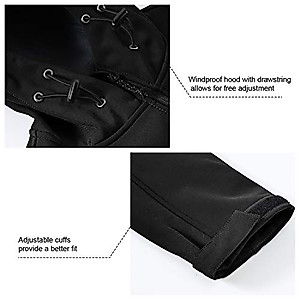 Gopune Men's Softshell Hiking Jacket Fleece Lined Waterproof Lightweight Hooded Coat (Black,XL)