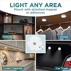 Brilliant Evolution Wireless LED Puck Light 3 Pack, Under Cabinet Lighting, Closet Lights, Kitchen Sink/Shelf Lights, Battery Powered, Stick On Push/Tap Lights - Under Cabinet Lights Wireless