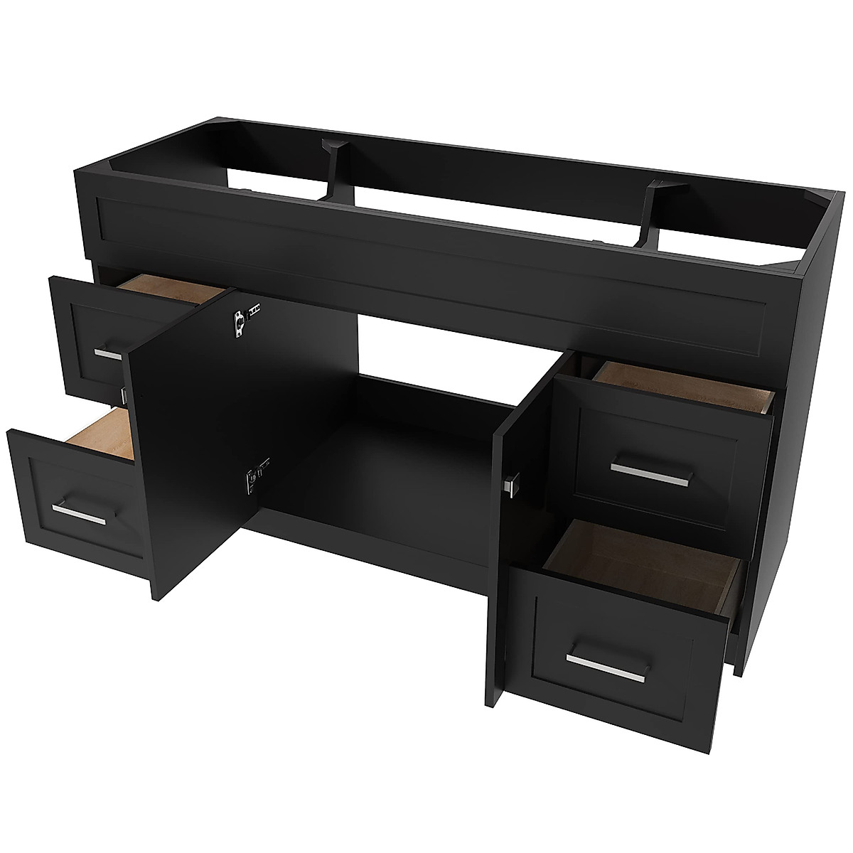 ARIEL Hamlet 60 in. Single Sink Base Cabinet in Black