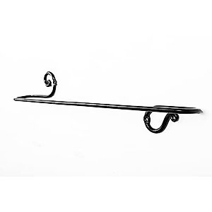 HB Bath Towel Bar 20 inch, Wrought Iron Decorative Bathroom Towel Cloth Hanger Heavy Duty Wall Mounted Handmade Towel Rod (Black)