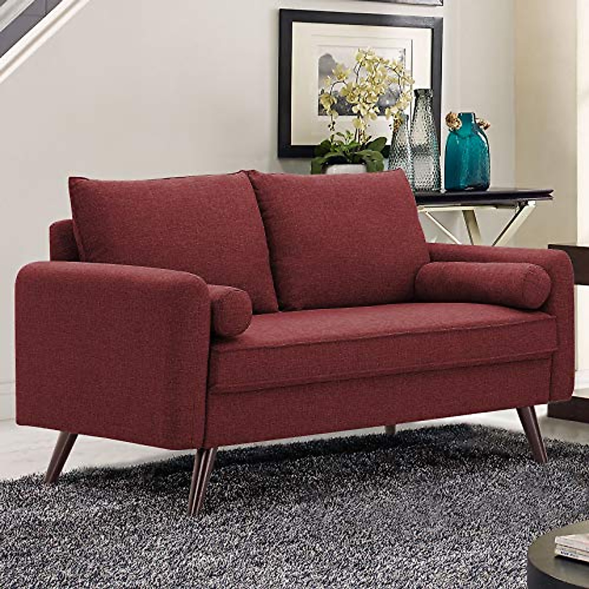 LifeStyle Solutions Calgary Loveseat, 58.7" W x 32.3" D x 32.3" H, Burgundy