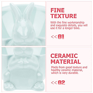 DOITOOL Bunny Candy Dish Easter Rabbit Bowl Ceramic Fruit Bowl Snack Serving Bowl Easter Salad Dessert Bowl Table Decoration (Blue)