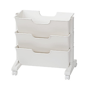 White 3-Tier Rolling File Cart, Utility Cart with Spinner Wheels Classroom Desk Side Bookshelf for Students, Teachers, File Organizer and Classroom, Library Storage Bookshelves