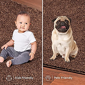 Furnish my Place Modern Plush Solid Color Rug - Brown, 3' x 4', Pet and Kids Friendly Rug. Made in USA, Rectangle, Area Rugs Great for Kids, Pets, Event, Wedding