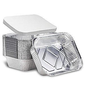 5LB Foil Pan with Lid 10.5x7.5x2.5” Large Aluminum tin Pans with Covers Disposable Food containers Great for Baking Cooking Heating Storing Prepping Food by lsshao