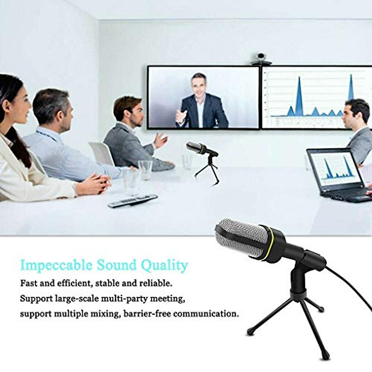 RTBBYU Desktop Wired Microphone Laptop Computer Adjustable Tripod Microphone Online Chatting Live Streaming Mic