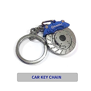 cueclue 1 PC Metal Keychain, Creative Brake Disk Wheel Calipers Key Ring, Waist Hanging Keychain, Decoration Pendant (Blue)