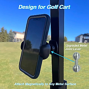 ARMOLABX Golf Cart Magnetic Phone Holder Mount [Upgraded Metal], Golf Cart Phone Holder [Big Phones & Thick Cases Friendly], Magnetic Phone Holder for Golf Cart Fits All Smartphones