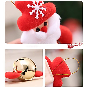 TOPZEA 16Pcs Christmas Bells Ornaments Pendant, Hanging Jingle Bells Felt Bulk Xmas Tree Decorations Santa Clause Snowman Reindeer Doll Elk Bear Ornament for Christmas, Door Home Decor