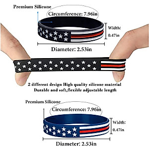 COYOUCO 10 Pack American Flag Bracelets -Thin Red Line Silicone Rubber Wristband Stretch Set for Americanism, Patriotic, Holiday, Army and Sport Fans, ndependence Day, Gifts for Teens Men Women