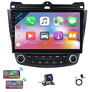 Android 11 Car Stereo for Honda Accord 7th 2003 2004 2005 2006 2007 Built-in Wireless Carplay Android Auto 10 Inch Touchscreen Radio with Backup Camera GPS WiFi HiFi Bluetooth Steering Wheel Control