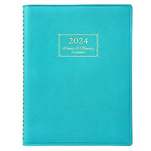 2024 Planner - Planner 2024, Monthly planner 2024 with Leather Cover, 8.5 x 11, from Jan 2024 to Dec 2024, Twin-Wire Binding, 12 Printed Monthly Tabs