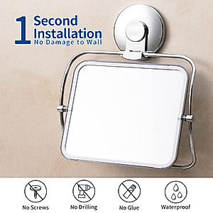 SWAMTIK Shower Mirror Shower Mirror Fogless for Shaving No Fog Shower Mirror 360 Degree Swivel Waterproof Large Shower Mirror Rust Resistant Shower Mirror Fogless for Bathroom NO Drilling Chrome