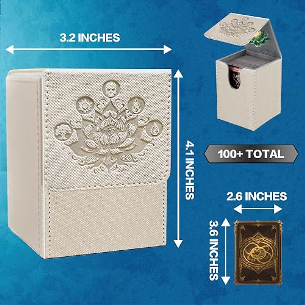 PROMAXIBINDER MTG Commander Deck Box, Fits 100+ Single Sleeved Cards, Strong Magnet Magic Gathering Deck Box, PU Leather Magic Gathering Deck Box for TCG, CCG, MTG Cards (Grey)