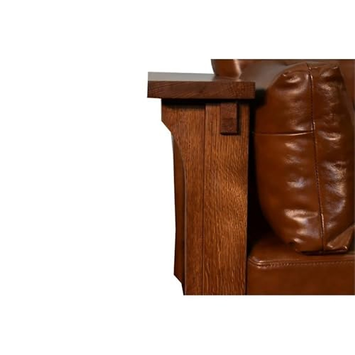 Crafters and Weavers Mission Crofter Style Sofa - Solid Quarter Sawn White Oak and Leather Cushions (Russet Leather)