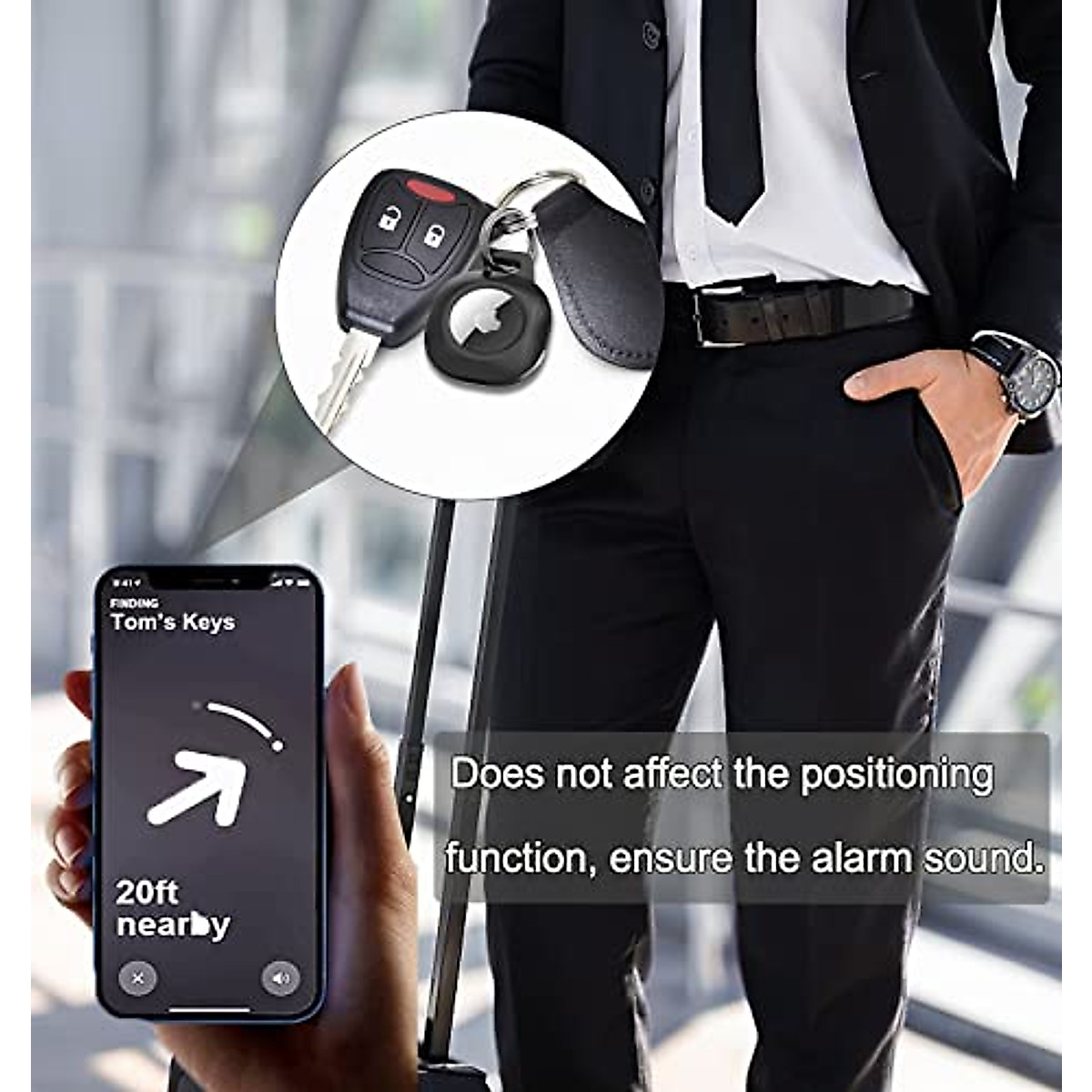 Tieuwant 4-Pack IPX8 Waterproof AirTag Holder Keychain Case