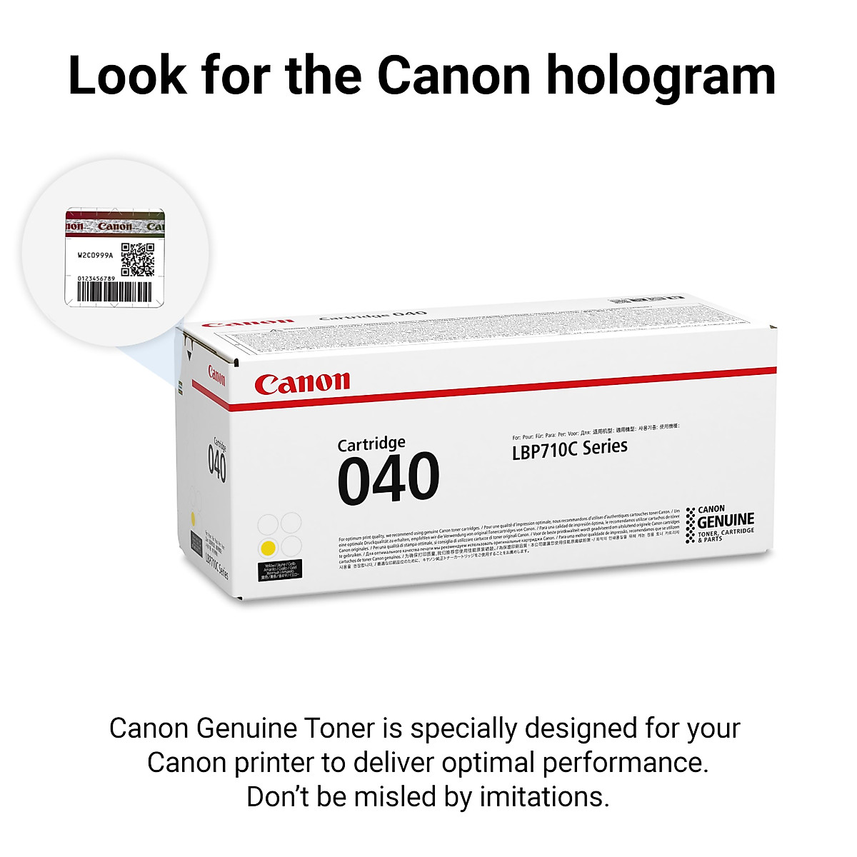 Canon Genuine Toner, Cartridge 040 Yellow (0454C001), 1 Pack, for Canon Color imageCLASS LBP712Cdn Laser Printer, Black