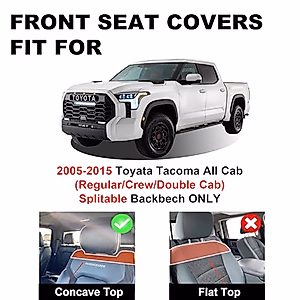 Truckiipa Toyota Tacoma Seat Covers Custom Fit for 2005 2006 2007 2008 2009 2010 2011 2012 2013 2014 2015 Regular/Double/Crew Cab SR SR5 TRD Sport TRD Off-Road TRD Pro Limited(Front Pair/Gray)