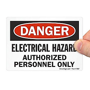 SmartSign - U9-1742-ND_3.5x5 "Danger - Electrical Hazard, Authorized Personnel Only" Label | 3.5" x 5" Laminated Vinyl Black/Red on White