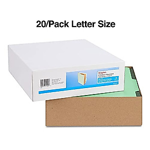 Staples 614454 Pressboard Classification Folders 2/5 Top Tab LTR 2 Div Green 20/Bx