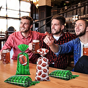 Jetec 100 Pcs Football Cellophane Bags Football Gift Treat Bag Goodie Candy Bags with Ties Football Birthday Party Decorations Supplies for Football Theme Baby Shower Party Serves (Stylish Style)